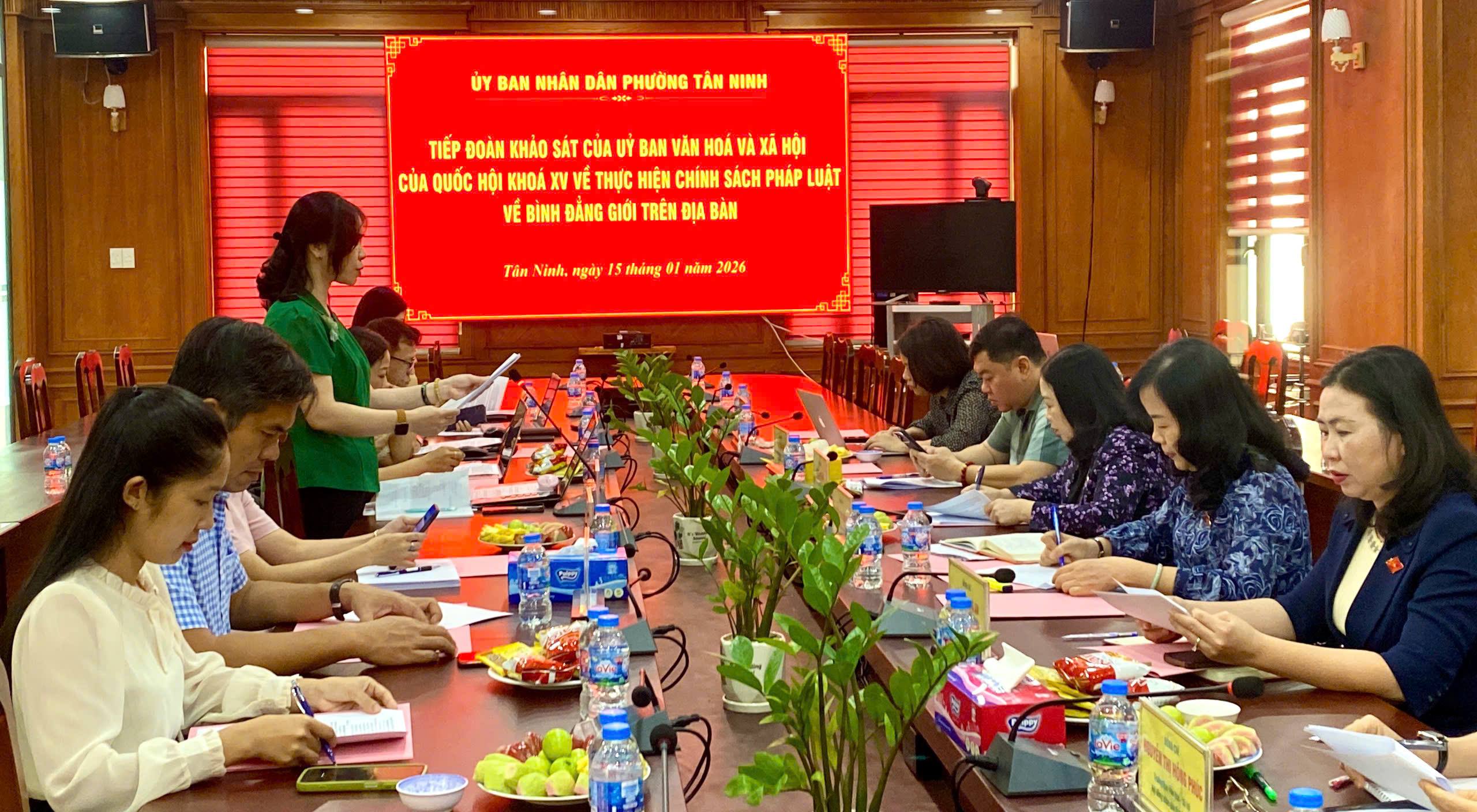 Uỷ ban Văn hoá và Xã hội của Quốc hội khoá XV làm việc với Phường Tân Ninh